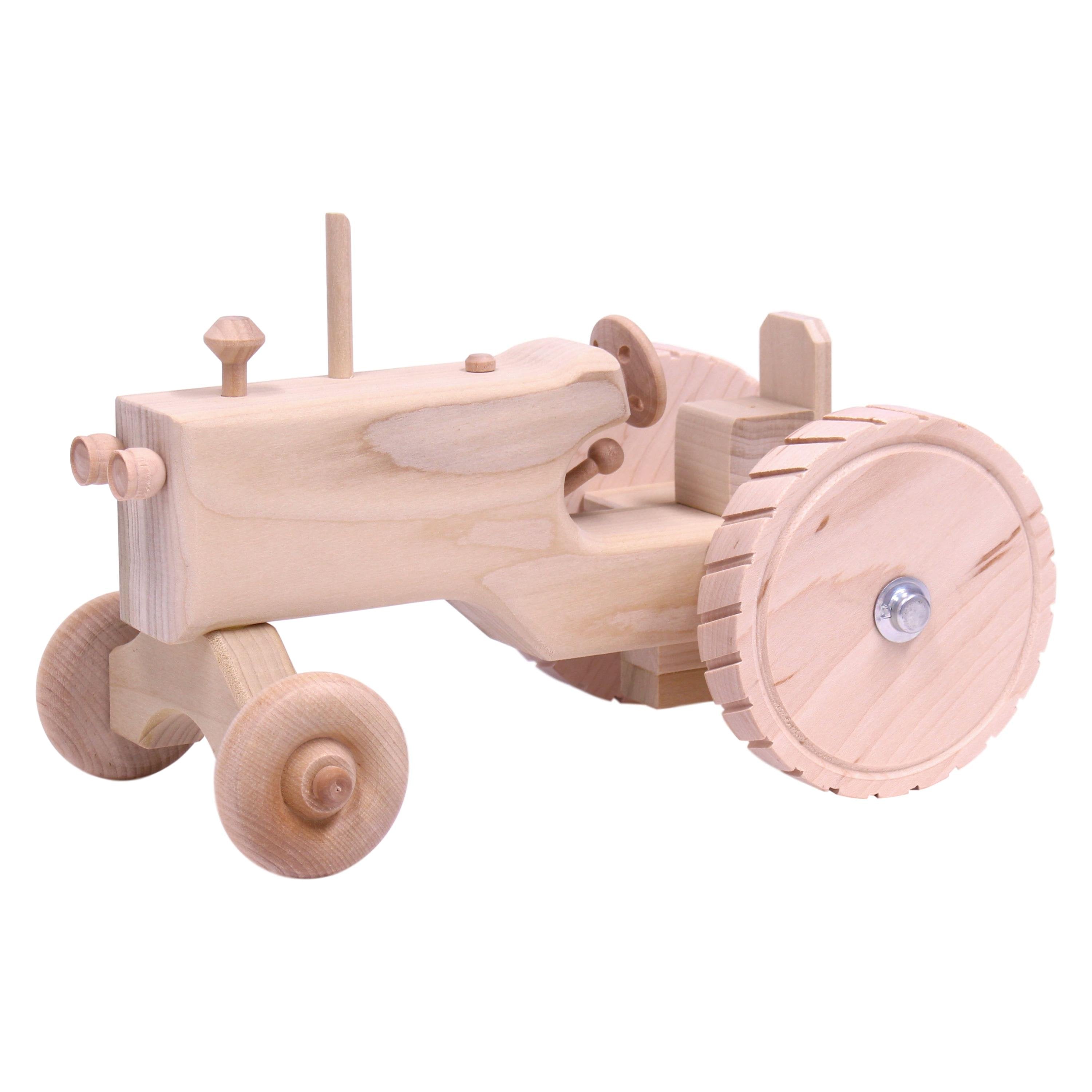 Amish-Made Wooden Toy Tractor With Hitch, Unfinished | Blessings Grow ...