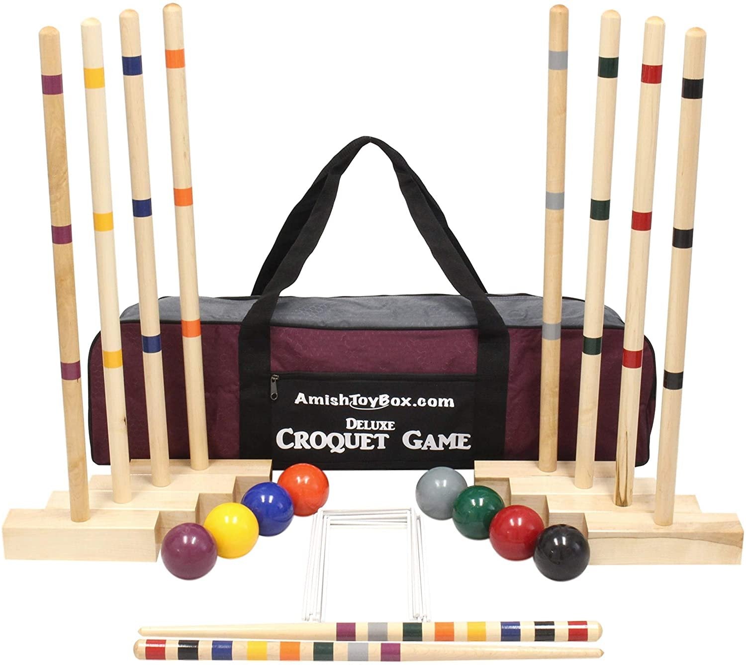 Amish-Made Family Tradition Croquet Set, 8-Player Wooden Croquet Game ...